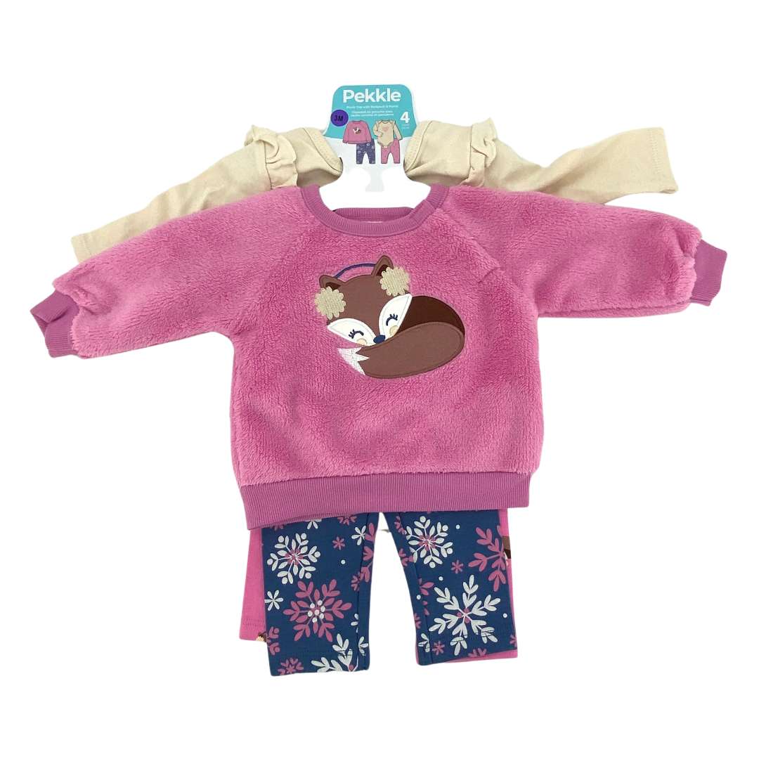Pekkle Infant Girls Fox Themed Clothing Set: 4 Piece Set / Various ...
