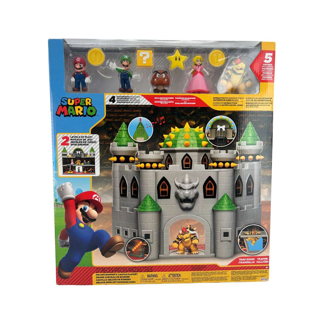 Super Mario Deluxe Bowser’s Castle Playset / 5 Figures Included ...