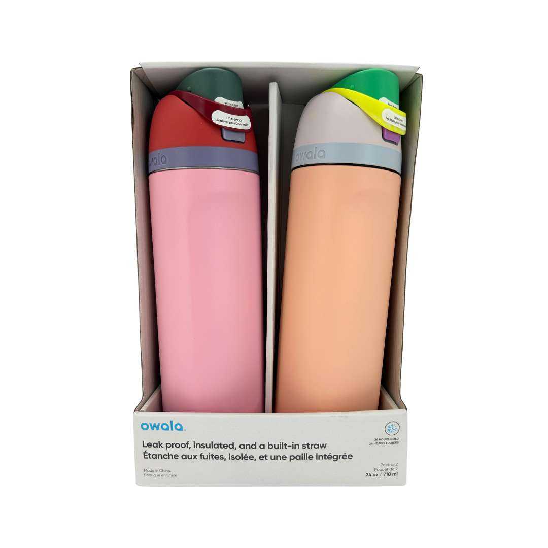 Owala FreeSip Stainless Steel Water Bottle Set: 24oz / Pink & Peach ...
